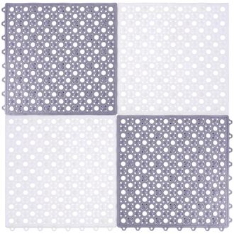 Pretyzoom 4 St&uuml;ck Duschmatten TPE Mit Saugn&auml;pfen rutschfest Duschbodenfliesen Matte Weiche Modulare Badematte F&uuml;r Dusche Und Badewanne