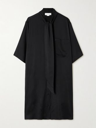 Stella McCartney Minikleid Aus Glänzendem Crêpe Mit Schluppe - Schwarz