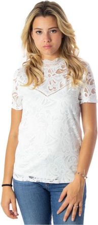 Vila Wei&szlig;e Spitzenbluse Kurze &Auml;rmel - - Blouses & Shirts - Damen - Wei&szlig; - XS