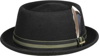 Stetson Chapeau en Laine Tenverson Pork Pie Homme - Porkpie Feutre de Automne Été Printemps Hiver Printemps-été - M (56-57 cm) Noir