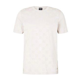 Joop Homme, Tops, Blanc, Taille: 2XL T-shirt avec imprim&eacute; de bleuet en velours
