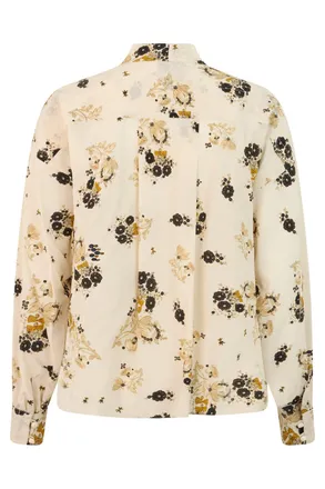 Isabel Marant Womens Long-Sleeve Shirt With Bow Ecru Silk Blouses