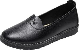 Generic Chaussures plates d&eacute;contract&eacute;es &agrave; enfiler pour femme - Large largeur - Bout rond - Couleur unie - Classiques, l&eacute;g&egrave;res et confortables - Pour le travai