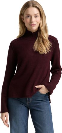 Tom Tailor Damen 1047703 Loose Fit Strickpullover mit Stehkragen, 10525-Dark Red Mélange, XL