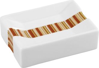 WENKO Wenko 17065100 Seifenablage Strips Orange - Porzellan, 11.1 x 3.2 x 8.1 cm, wei&szlig;/orange