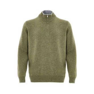 Gran Sasso Homme, Pulls, Vert, Taille: 2XL Pull &agrave; Col Montant et Demi-Fermeture &Eacute;clair
