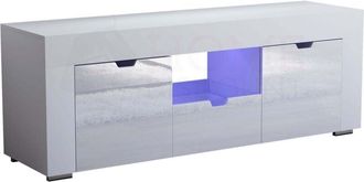 Home Discount Home Discount - Eclipse led TV-Schrank mit 2 Türen und 1 Schublade, modern, Hochglanz, Weiß