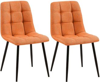 Clp Ensemble de 2 chaises de conception de conception moderne en Dine en diff&eacute;rentes couleurs tissu colore : Orange