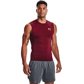 Under Armour HeatGear T-Shirt de Compression sans Manches pour Homme Cardinal (625)/Blanc, M, Cardinal (625)/Blanc, M