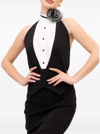 Babylone Paris robe mi-longue boutonnée à dos-nu - Noir