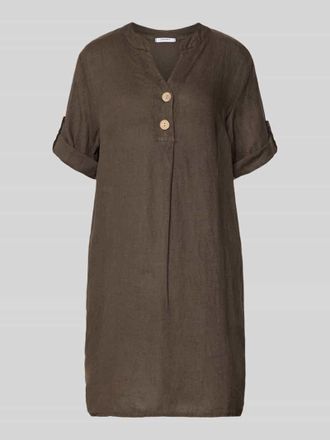 Zabaione Tunikakleid aus Leinen mit V-Ausschnitt Modell Ki44ra