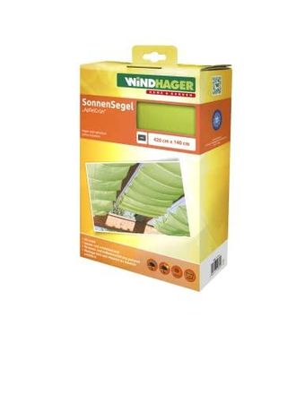 WINDHAGER Sonnensegel f&uuml;r Seilspanntechnik, Wintergarten und Terrassen Beschattung, Seilspannmarkise, 420 x 140 cm, apfelgr&uuml;n, 10882, Gr&uuml;n