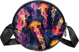 Generic Sac &agrave; bandouli&egrave;re rond pour femme, petit sac &agrave; bandouli&egrave;re avec fermeture &eacute;clair et bretelles r&eacute;glables, style d&eacute;contract&eacute;, pour femmes et filles