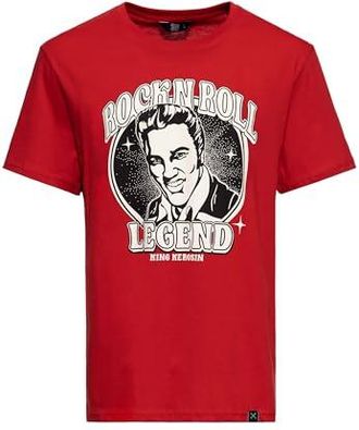 King Kerosin T-shirt pour homme | T-shirt imprimé | Manches courtes | Coupe droite | King of Rock N Roll | Legend | Vintage | Rétro | US | 50S | Col rond Rock N Ro