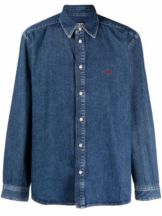 Diesel chemise en jean &agrave; manches longues - Bleu