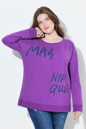 Ulla Popken Sweatshirt Sweatshirt Schriftmotiv Oversized Rundhals Langarm