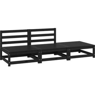 vidaXL Vidaxl - Salon de jardin 3 pcs noir bois de pin massif