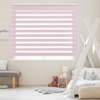 Blindecor Lira doppelrollo - duo rollo tag und nacht Rosa - 180 x 180 cm (Breite x Länge) | Stoffgröße 177 x 175 cm | Fensterrollo zebra