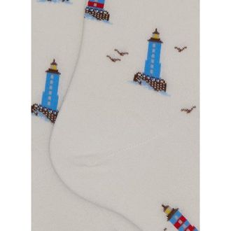Dor&eacute; Dor&eacute; Chaussettes avec motif de phare dans la mer en coton m&eacute;lang&eacute;