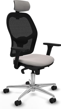 Piqueras y Crespo Wei&szlig;er Schreibtischstuhl mit 3D-Armen, h&ouml;henverstellbare Lendenwirbelst&uuml;tze und h&ouml;henverstellbares Kopfteil, Schwarz / Wei&szlig;