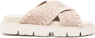 Mou Femme, Chaussures, Beige, Taille: 40 EU Sandales &agrave; brides crois&eacute;es avec bordure en crochet