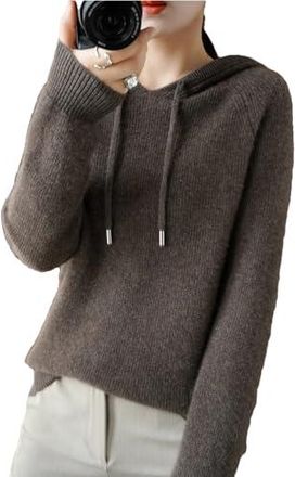 Generic Pull &agrave; capuche chaud en laine m&eacute;lang&eacute;e pour femme - Automne et hiver, marron, XS
