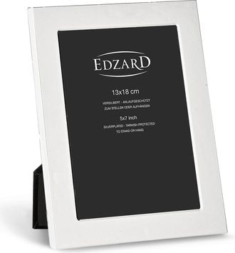 Edzard Bilderrahmen Altamura für Foto 13 x 18 cm, edel versilbert, anlaufgeschützt, mit Samtrücken, Fotorahmen zum Stellen oder Hängen