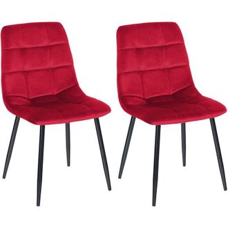 Clp Lot de 2 chaises de salle &agrave; manger Tilde Rouge Velours