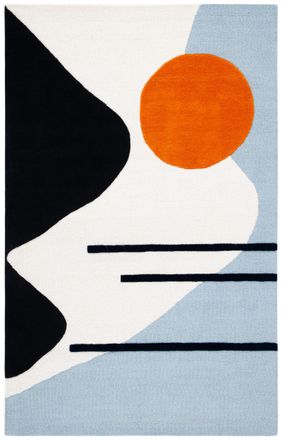 Safavieh Geometrisch Wohnzimmer, Esszimmer, Schlafzimmer - Rodeo Drive, Mittlerer Stapel, Elfenbein/Blau, 152 X 244 cm