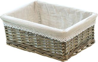 Rismart Weidenkorb Rattan Körbe für Snacks Brote Portion Lager Handgefertigt Dekorativ Schüssel Grau