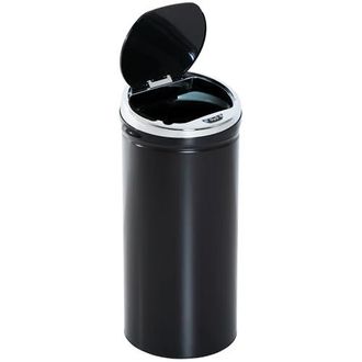 HOMCOM Poubelle automatique 42L, poubelle de cuisine en acier galvanis&eacute; &agrave; capteur de mouvement et bac interne amovible, noir
