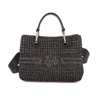 Emporio Armani Femme, Sacs, Noir, Taille: ONE Size Woven Leather Small MyEA Bag
