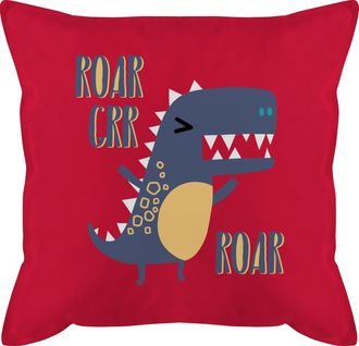 Shirtracer Kissen 50x50 - Deko Kinder Mädchen & Jungen - Wütender Dino - 50 x 50 cm - Rot - Dinosaurier Polster Kind Dinos motivkissen Junge für Kita mit füllung