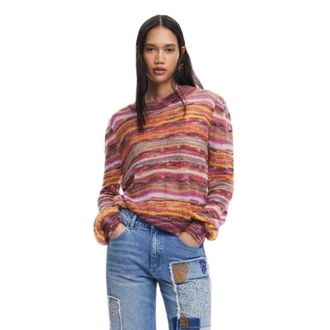 Desigual Damen Woman Flat Knit Thin Gauge Pullover Sweater, Rot, L EU