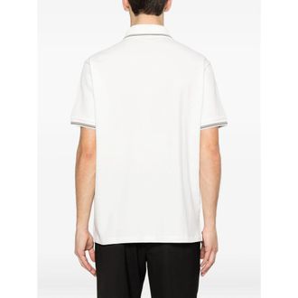Emporio Armani Striped-Trim Short Sleeve Polo - White