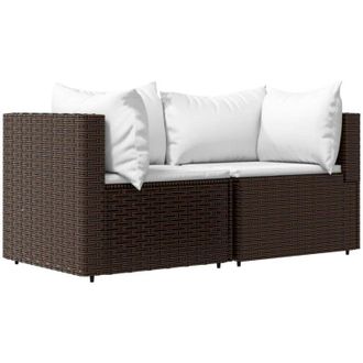vidaXL Garten-Ecksofas mit Kissen 2 Stk. Braun Poly Rattan Vidaxl