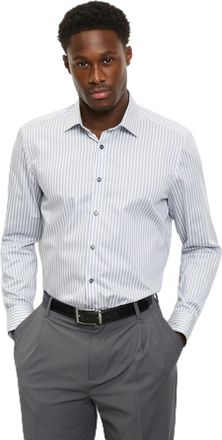 Olymp Herren Oberhemd Langarm 200984,Block Streifen,Level 5 Body fit (15.05.2015 - F16),New York Kent-2,Silbergrau 63,43