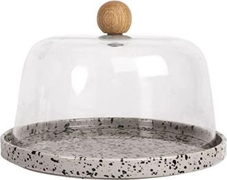 Sagaform Ditte Käseglocke aus Steingut und Glas in der Farbe Grau-Schwarz, Maße: 19,5cm x 19,5cm x 13cm, 5018331