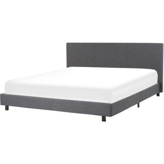 Beliani Beliani - Lit Double en Tissu Gris 180 x 200 cm El&eacute;gant et Moderne pour Chambre au Style Contemporain ou Minimaliste