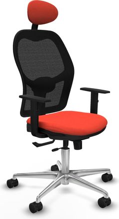 Piqueras y Crespo Jorquera Lendenwirbelsessel mit 1D-Armlehnen und festem Kopfteil, ausgestattet mit Syncro/Traslack und eingespritztem Schaum. Mit Rollen von 65 mm Nyl