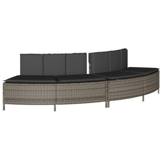 vidaXL Whirlpool-B&auml;nke mit Auflagen 2 Stk. Grau Poly Rattan vidaXL