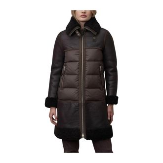 Blauer Vintage Lammlederjacke mit Nylon-Wattierung - - Jackets - Damen - Braun - S