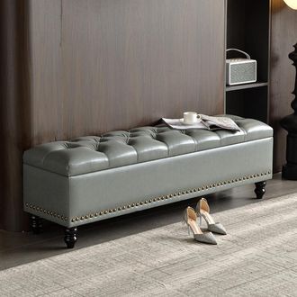Generic Moderne Wohnzimmerbank Mit Stauraum Und Gepolsterter Sitzfläche - Schuhwechselbank Aus Leder, Gepolsterte Fußstütze for Wohnzimmer, Schlafzimmer, Gara