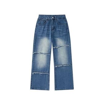 Generic Jean Homme Jeans Homme Pantalon en Jean Bleu Clair Taille Haute Ample - Coupe Droite Confortable, Streetwear Automnal pour Look Casual &Eacute;l&eacute;gant