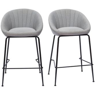 Miliboo Miliboo - Tabourets de bar design tissu gris clair 65 cm (lot de 2) sheru