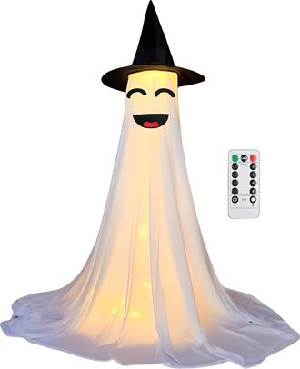 Generic Ghost aus wei&szlig;em Stoff, Halloween-Dekoration f&uuml;r den Au&szlig;enbereich, gro&szlig;e Geister aus hellwei&szlig;em Stoff, kabellose Verwendung, ben&ouml;tigt 3 AA-Batterien, 