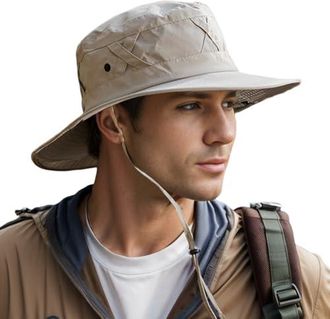 Feoya Chapeaux Western Homme Femme Chapeau Cowboy Casquette Visière Anti UV pour Trekking Randonnée Pêche Aventurier Jardinage