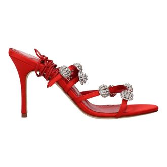 Manolo Blahnik Satin Stiletto Heel Sandalen - - Shoes - Damen - Rot - 39 EU