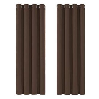 Deconovo Rideaux Occultants Isolant Thermique Anti Froid, Rideaux pour Salon et Chambre, Design Moderne &agrave; Oeillets, 117x160 CM (Largeur x Hauteur), Brun, 2 Pi&egrave;
