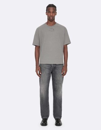 AllSaints Raphy Kurzarm-Rundhalsoberteil in Fossil Grey-Grau